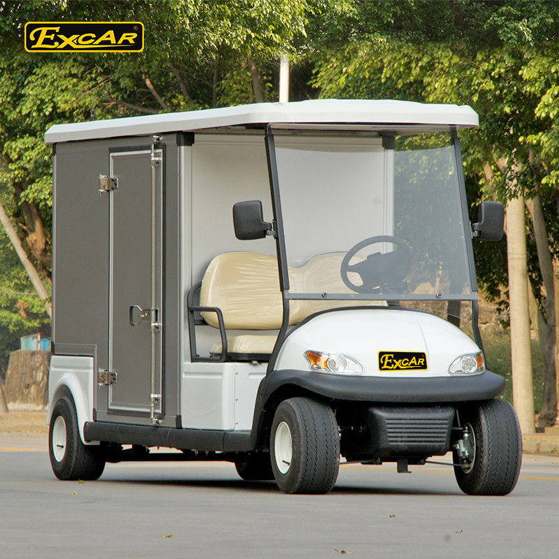 EXCAR Electric Food Cart White 5KW Golf Beverage Cart With Steel Chassis